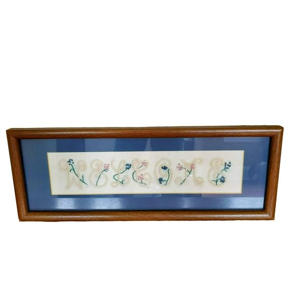 Hand Crafted | Art | Vintage Framed Needlepoint Welcome Sign Handmade ...